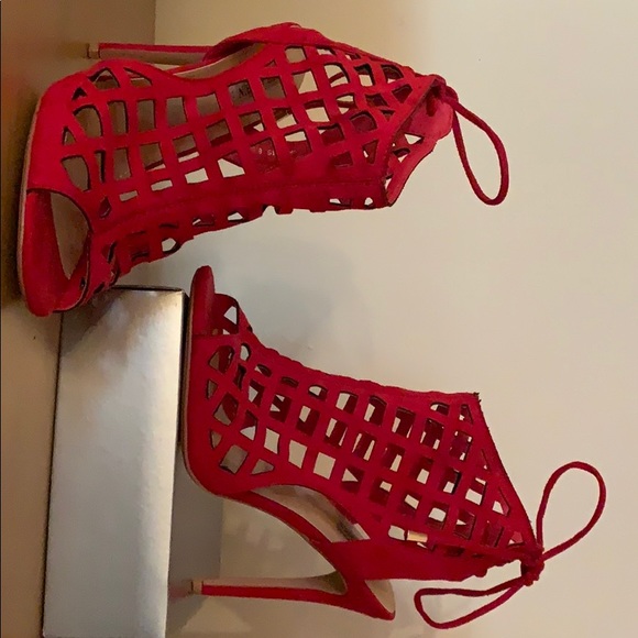 Shoes | Red Caged Sandals | Poshmark